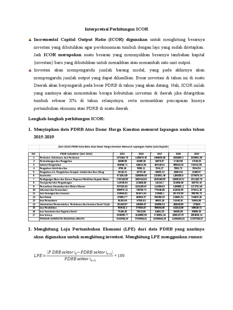 Interpretasi Perhitungan ICOR | PDF