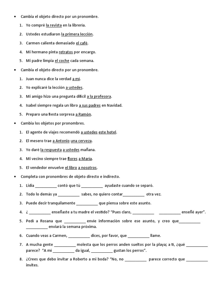 Objeto Directo e Indirecto | PDF