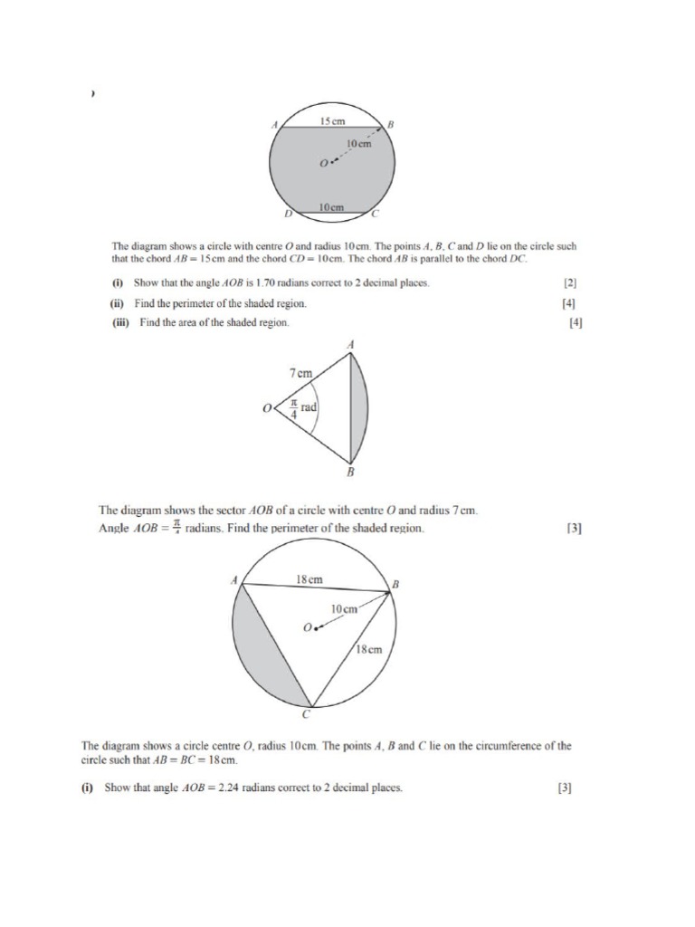 Circular Measure Questions | PDF | Circle | Area