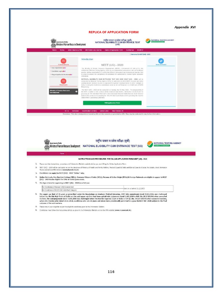 Replica of Application Form: Appendix XVI | PDF