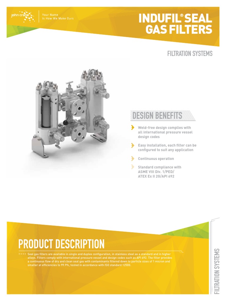 Indufil Seal Gas Filtration System | PDF | Filtration | Valve