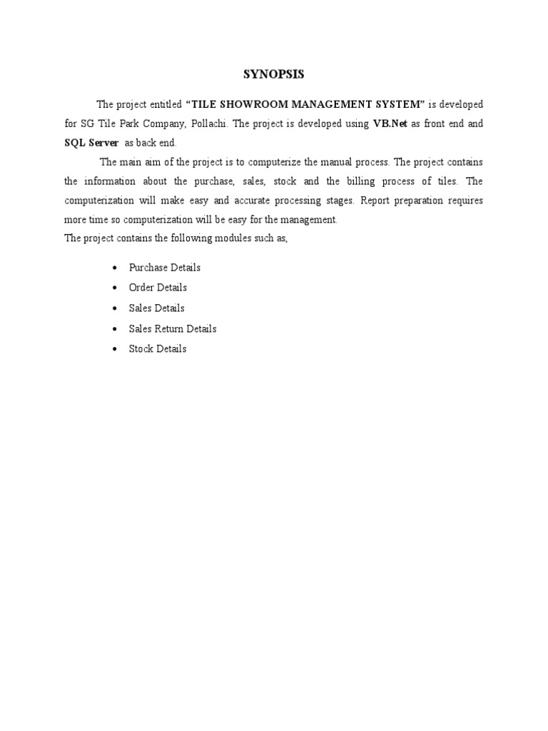 Tile Showroom Management System | PDF