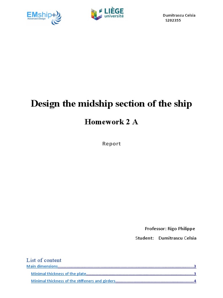 Midship Section Design Report | PDF | Bending | Classical Mechanics