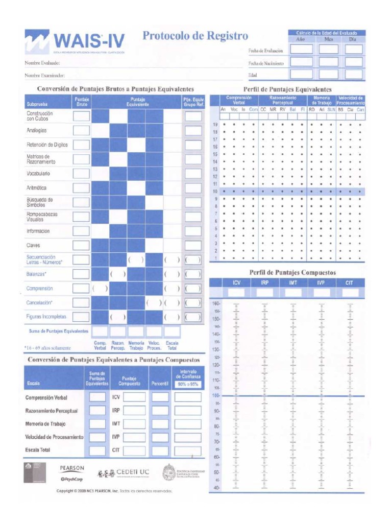 Protocolo Wais IV | PDF