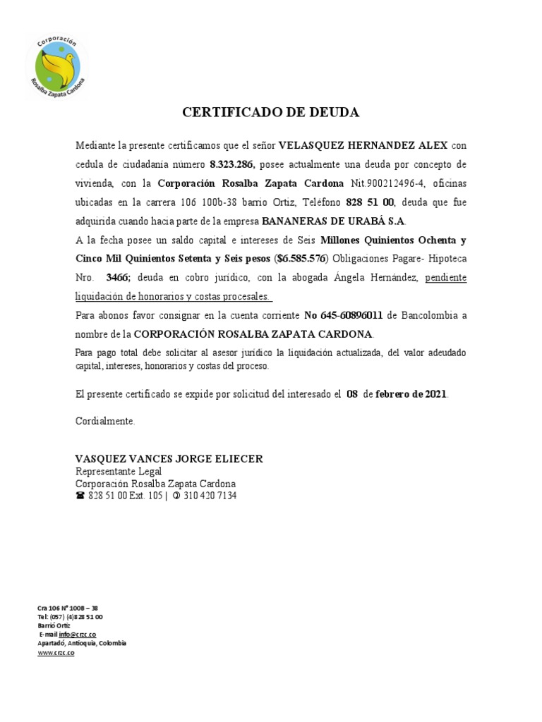 Certificado de Deuda | PDF
