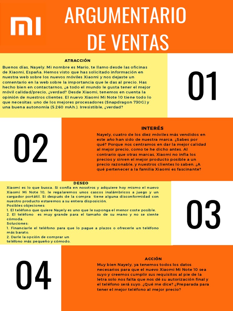 Argumentario de Ventas 4 1 | PDF | Xiaomi | Telefonía móvil