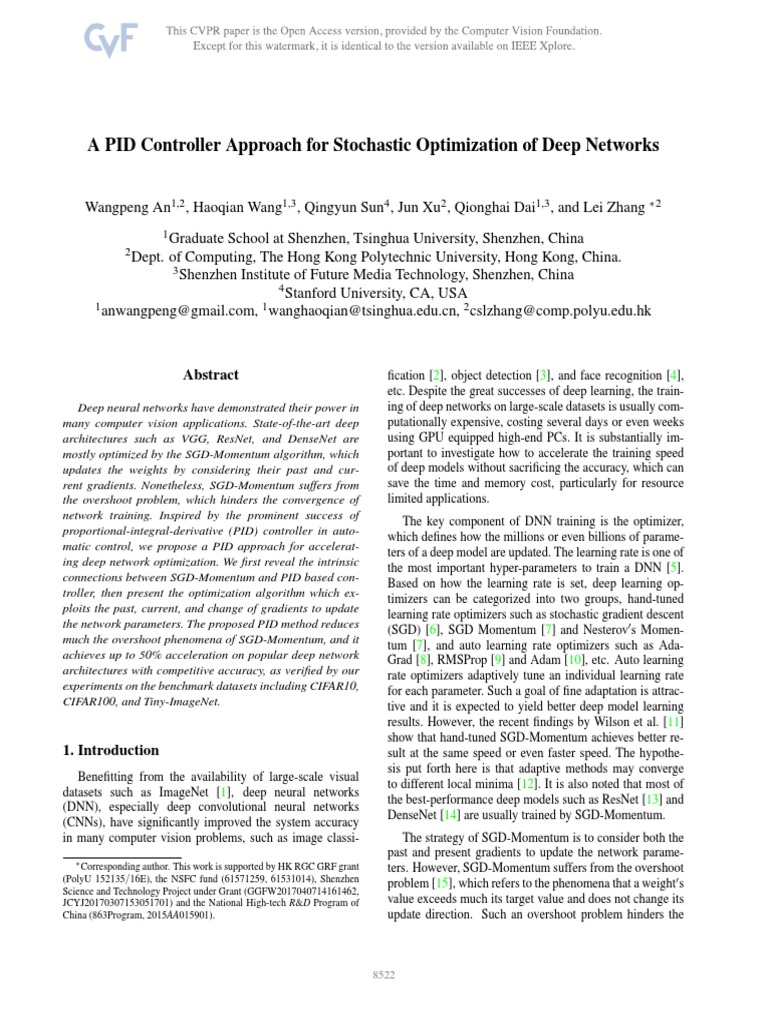 An A PID Controller CVPR 2018 Paper | PDF | Deep Learning | Control Theory