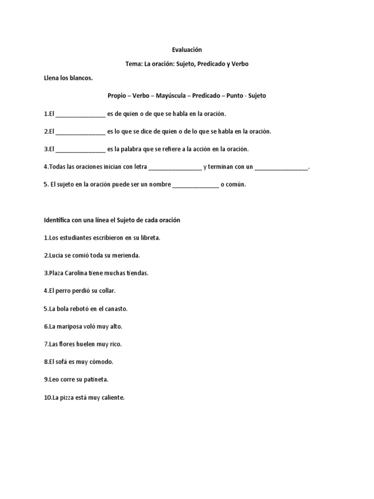 Evaluacion Sujeto y Predicado A. de La Lengua | PDF | Idiomas | Navidad