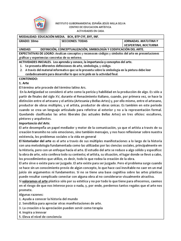 Actividad #1 10mo Lenguaje Artístico. | Descargar gratis PDF | Los ... Actividad #1 10mo Lenguaje Artístico. | Descargar gratis PDF | Los ...