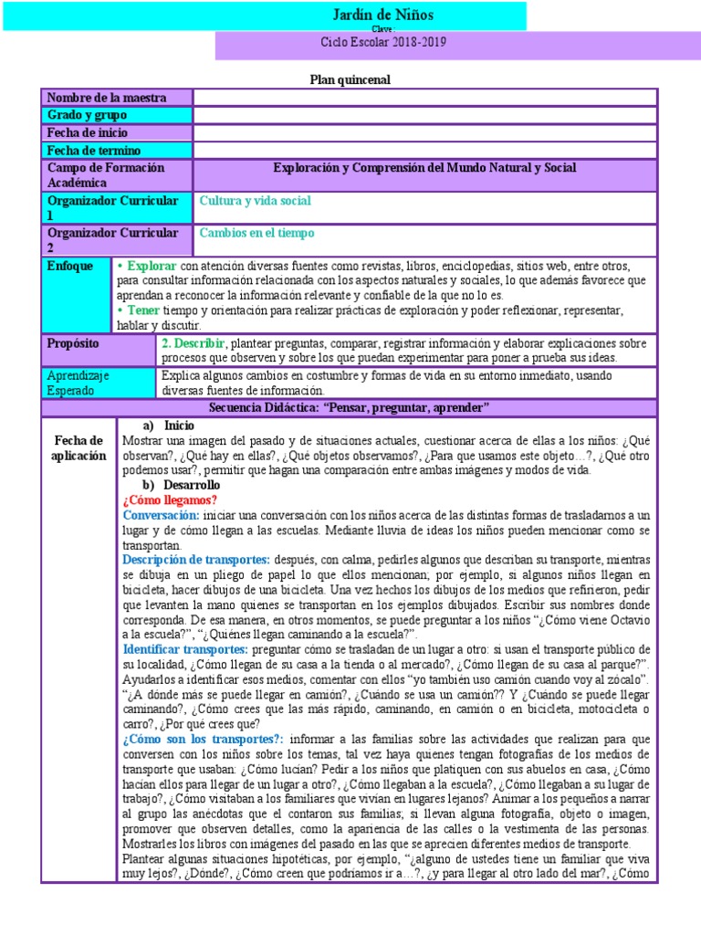 Exploracion y Comprension Del Mundo Natural y Social Pensar, Preguntar ...