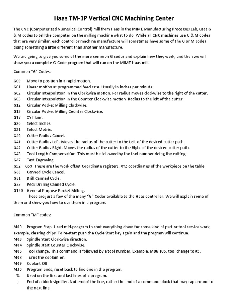 Programming a Peck Drilling Operation: An Annotated G-Code Program for Drilling Holes on a Haas ...