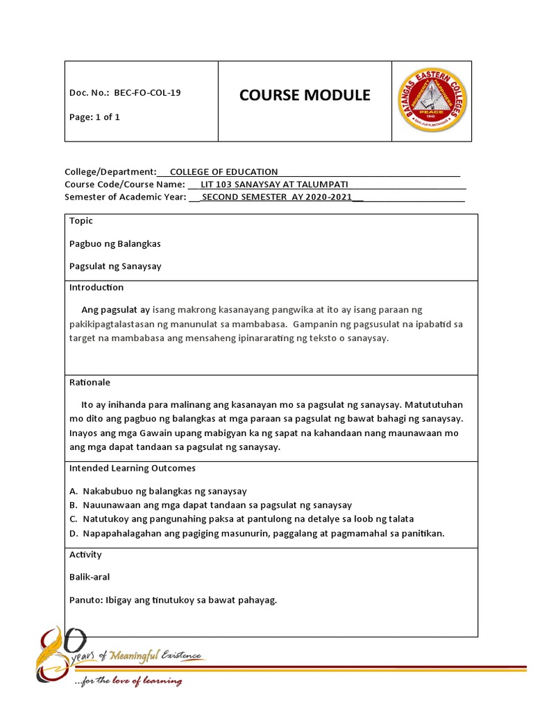 2sanaysay at Talumpati-MODULE | PDF