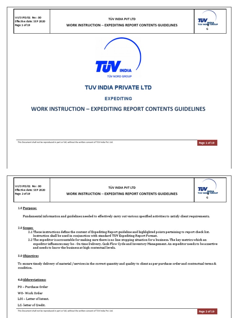 Wi-Expd-01 Rev.00 Work Instruction - Expediting Report Contents ...