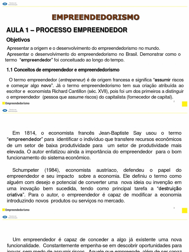 Aula Empreendedorismo 1 | PDF | Empreendedorismo | Brasil
