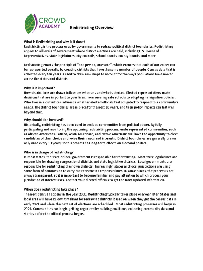 Redistricting Overview | Download Free PDF | Redistricting | Gerrymandering