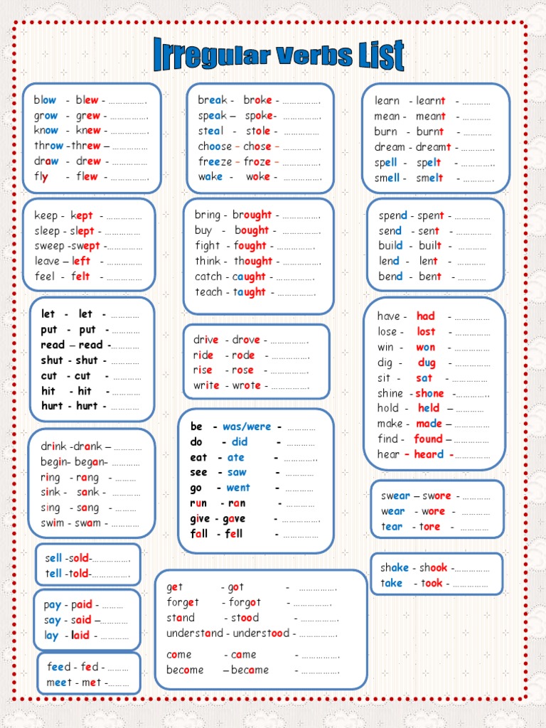 Irregular Verbs | PDF