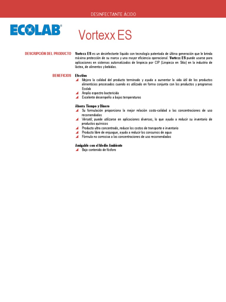 FT Vortexx ES | PDF | Concentración | Agua