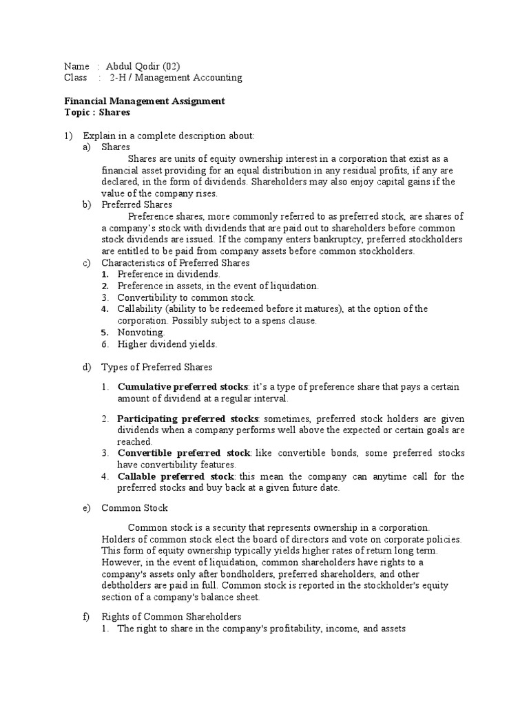 ASSIGNMENT OF SHARES - Qodir - 02 - 22feb2021 | PDF | Preferred Stock ...