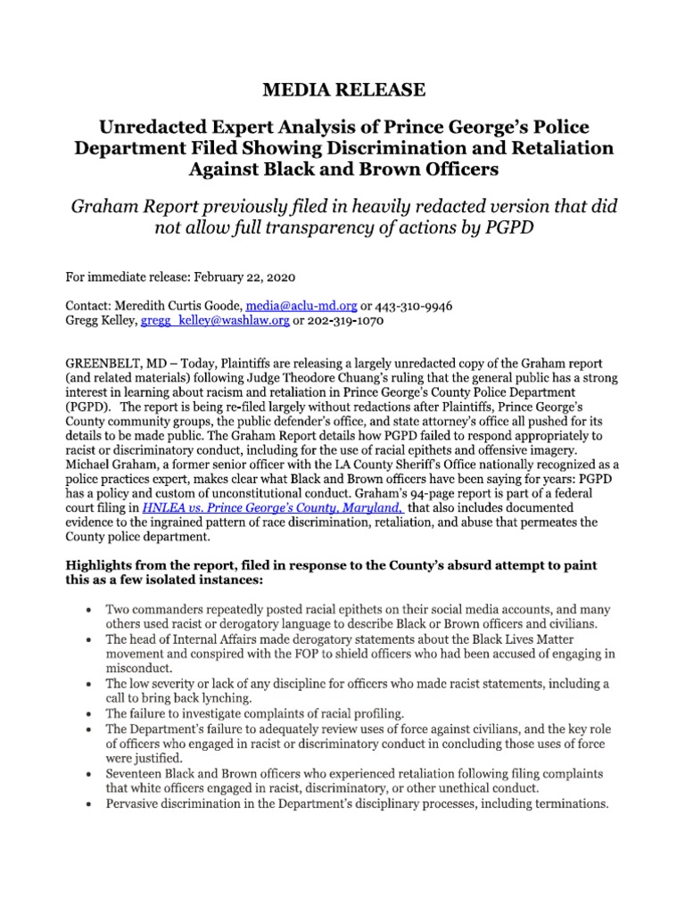 Prince George's Police Graham Report | PDF