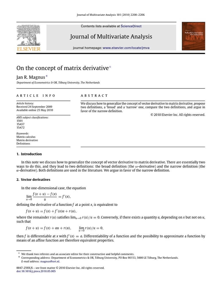 Matrix Derivative Calculus Paper | PDF | Derivative | Matrix (Mathematics)