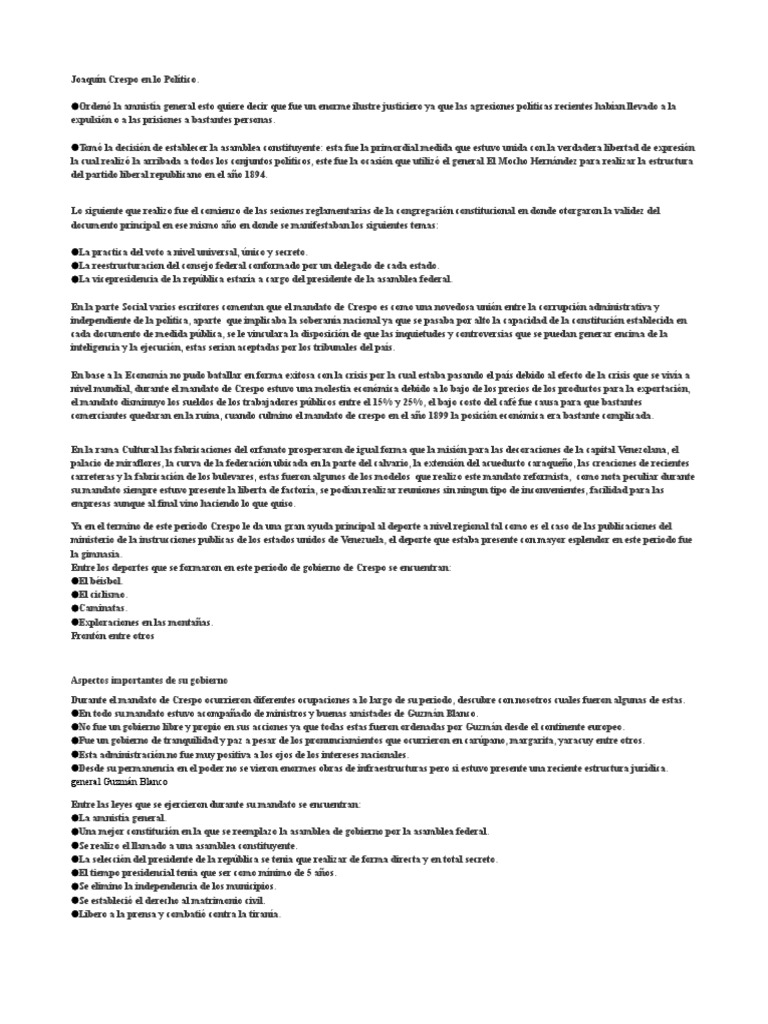 Joaquin Crespo | PDF | Venezuela | Gobierno