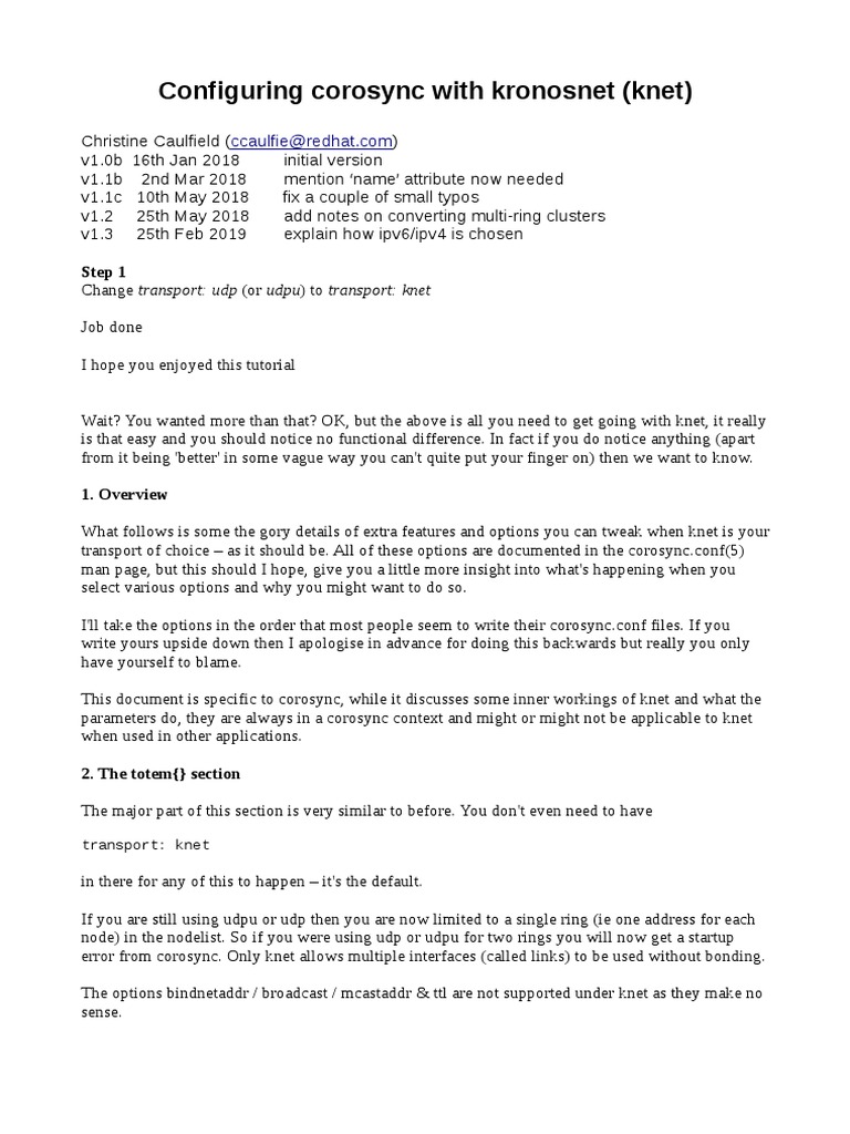 Configuring Corosync with Knet Transport | PDF | I Pv6 | Internet Protocols