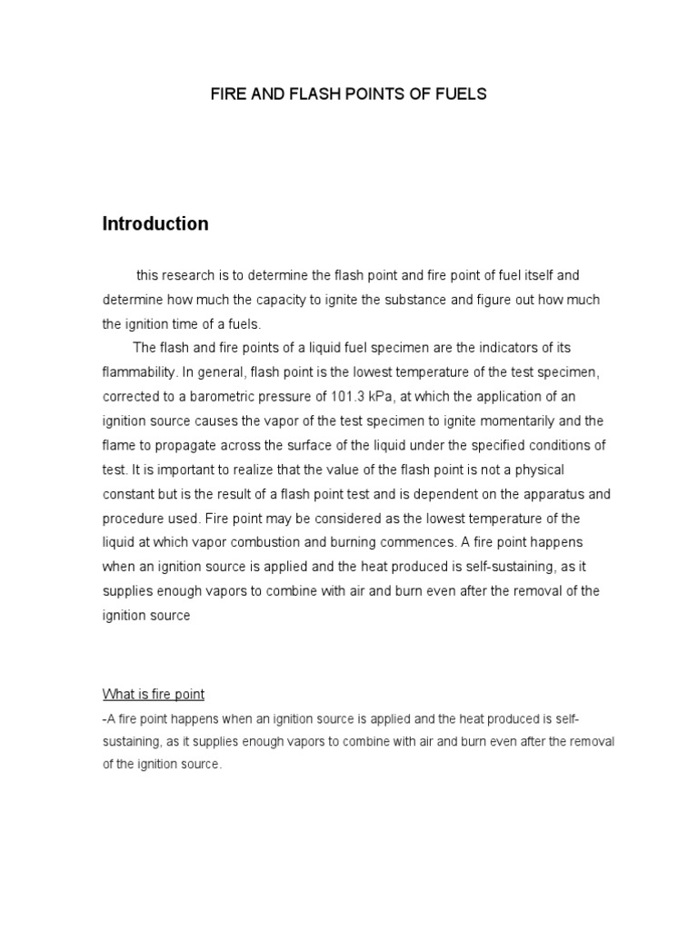 Fire and Flash Points of Fuel Group1 | PDF