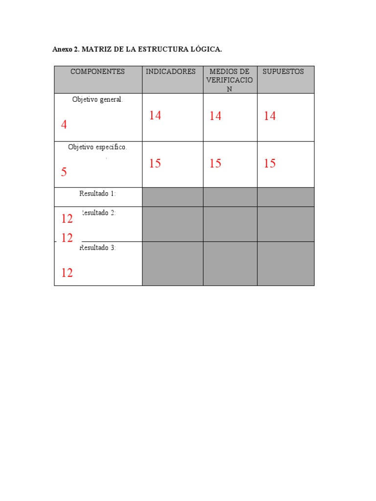 Matriz de La Estructura Lógica (Formato) | PDF