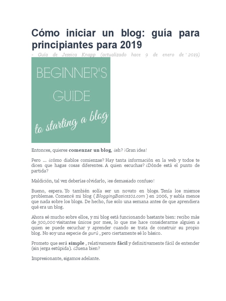 Guía Fácil para Iniciar un Blog | PDF | Blog | Word Press