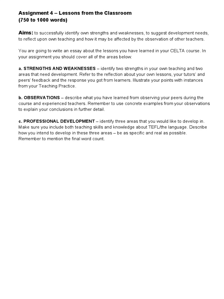 CELTA - Assignment Model | PDF | Human Nature | Behavior Modification