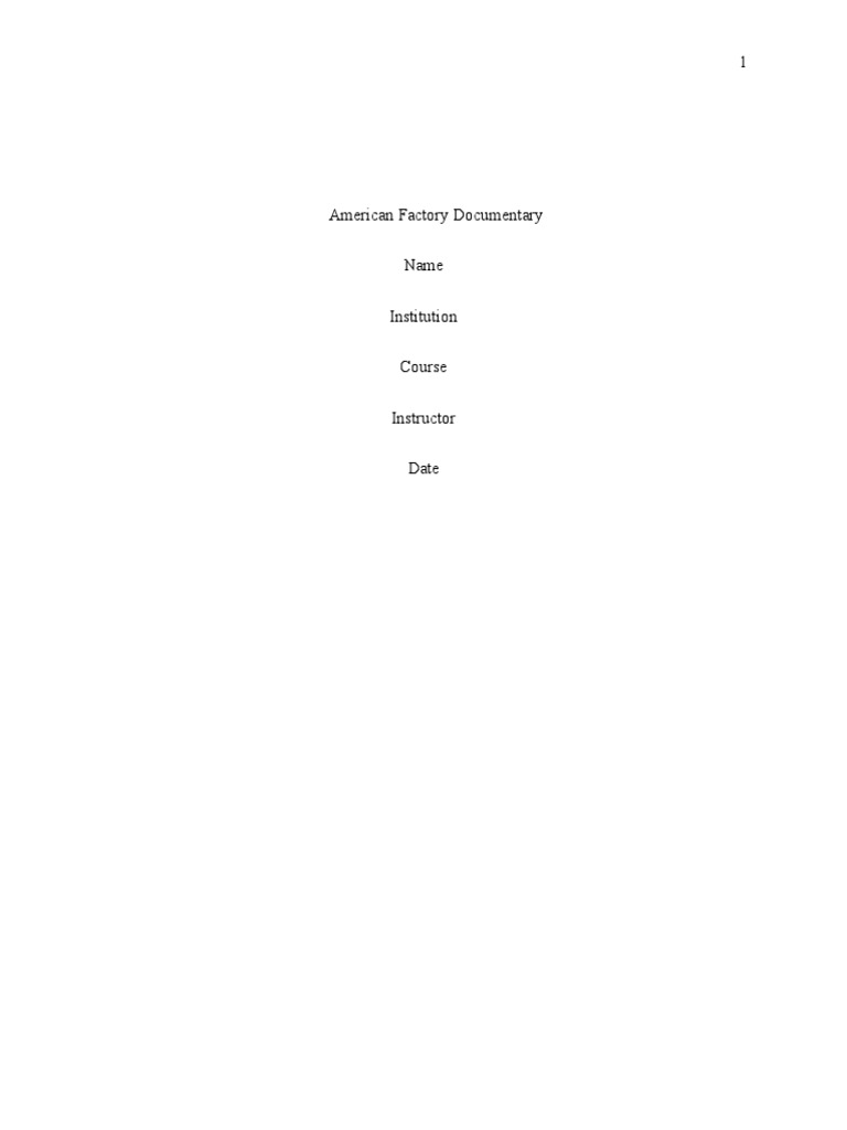 American Factory Documentary | PDF | Employment | Human Nature