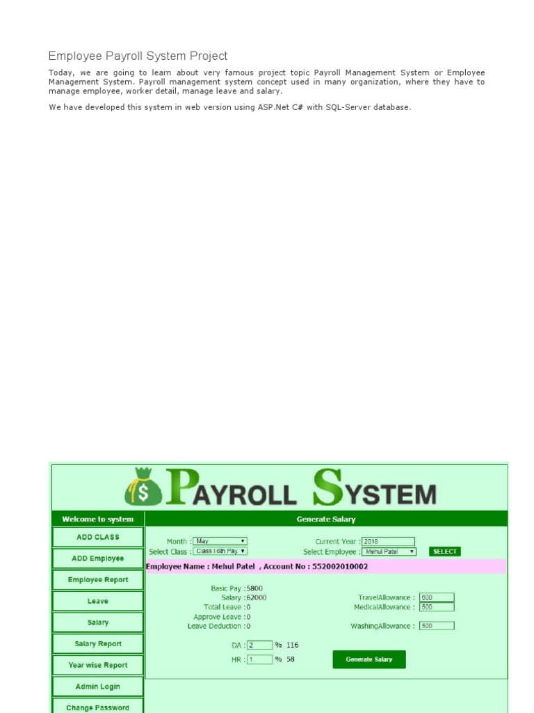 Employee Payroll System Project | PDF | Payroll | Information ...