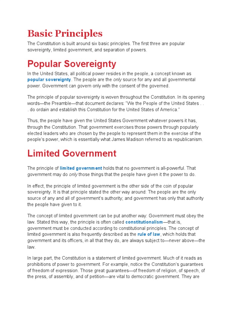 Constitutional Principles | PDF | Separation Of Powers Under The United ...