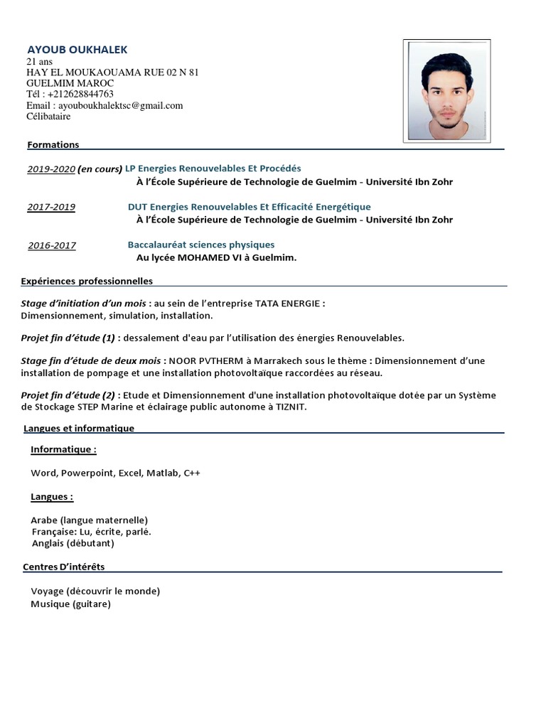 4.Cv Ayoub Oukhalek | PDF