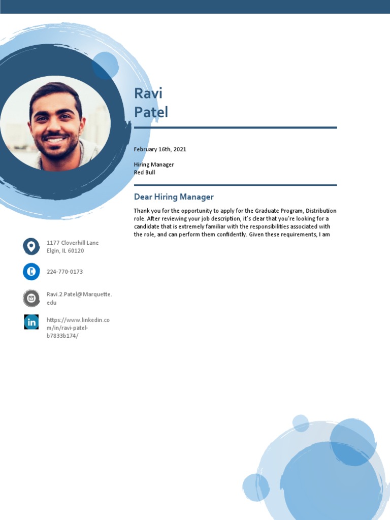 Red Bull Cover Letter | PDF
