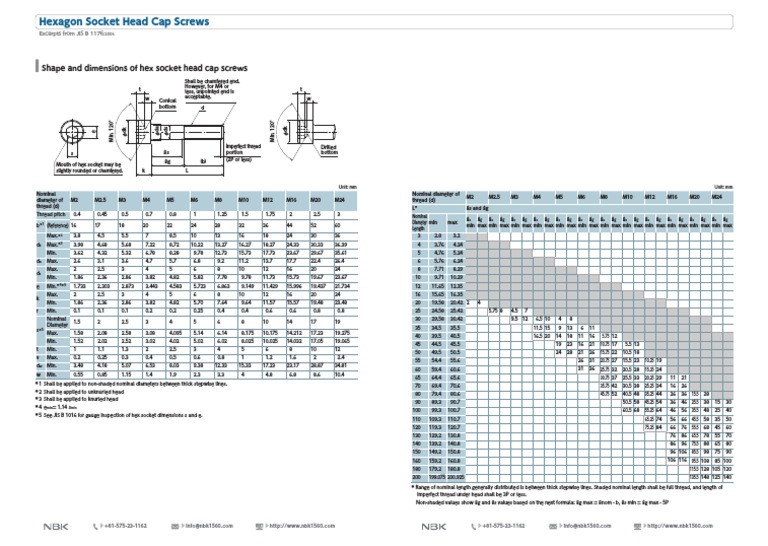 16 - Hexagon Socket Head Cap Screws JIS B 11762006 | PDF | Screw ...