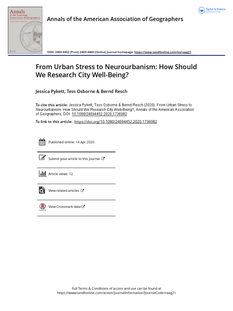 From Urban Stress To Neurourbanism: How Should We Research City Well ...