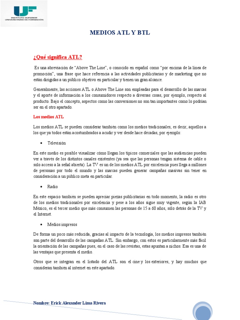 Medios Atl y BTL | PDF | Televisión | Publicidad