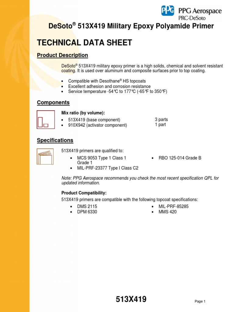 TDS Mil-Prf-23377 PPG | PDF | Materials | Chemistry