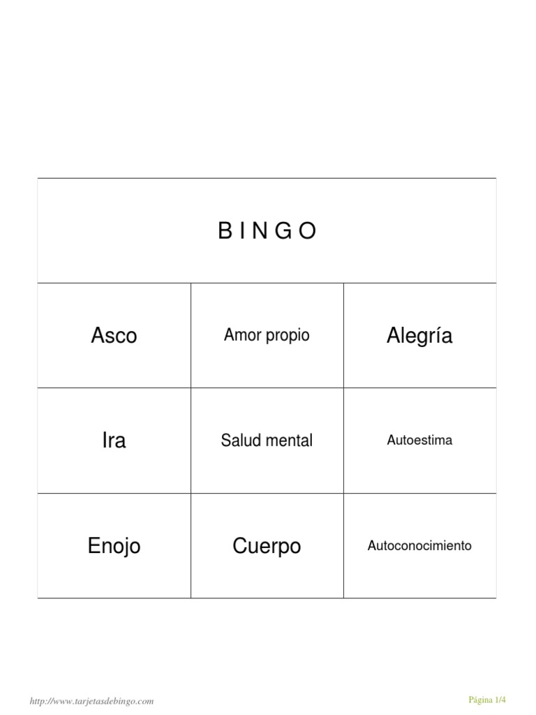 Educacion-Emocional Bingo | PDF