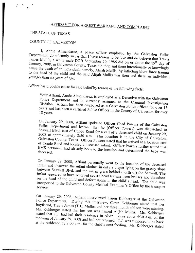 "TJ" Travis James Mullis Arrest Affidavit | PDF