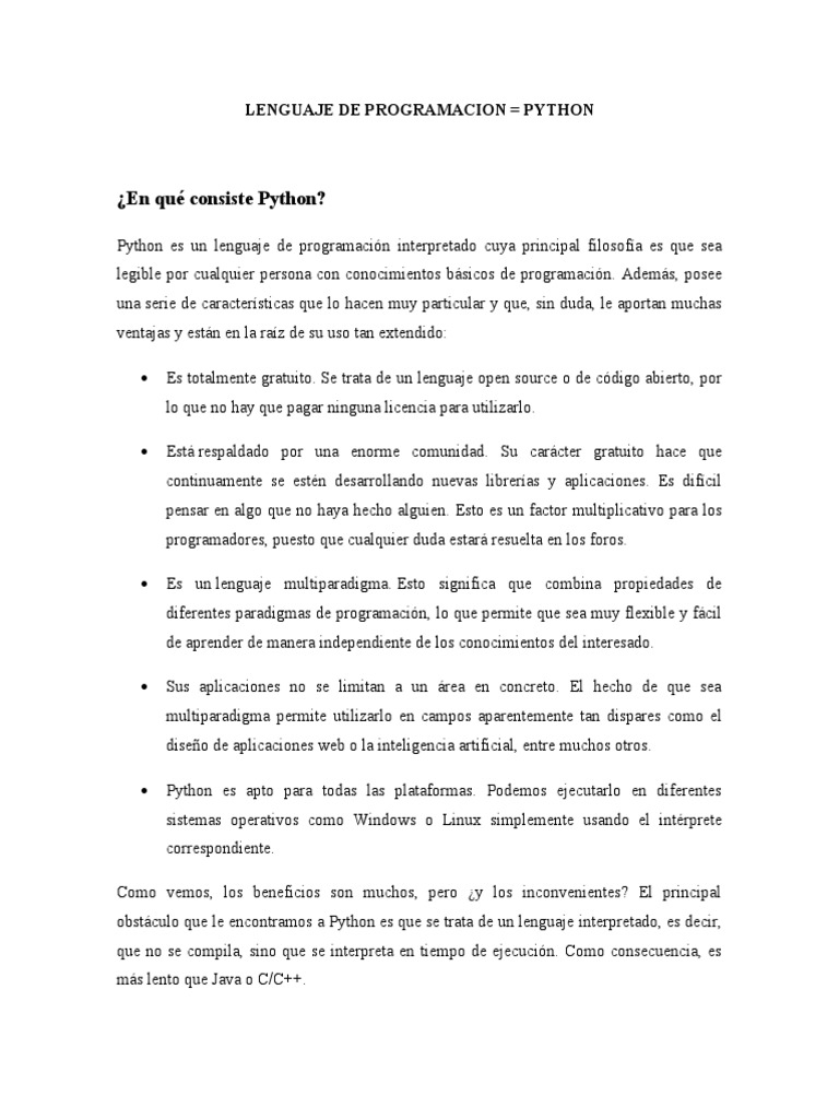 Lenguaje de Programacion | PDF | Lenguaje de programación | Python (lenguaje de programación)