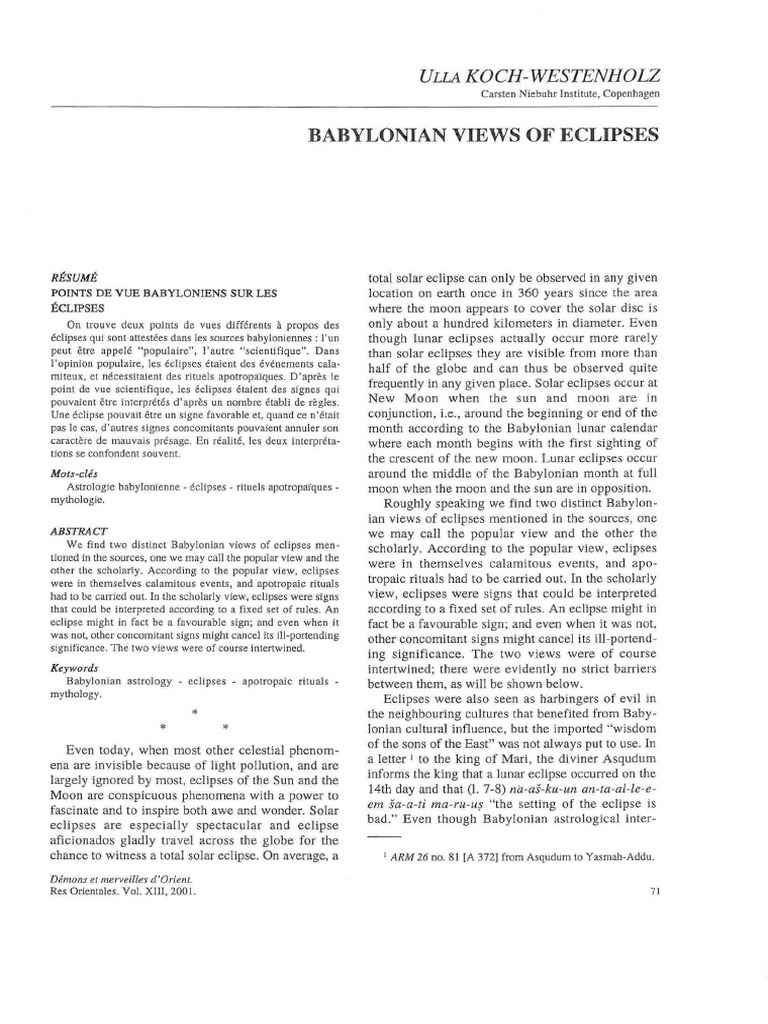 Babylonian Views of Eclipses | PDF | Eclipse | Astronomy