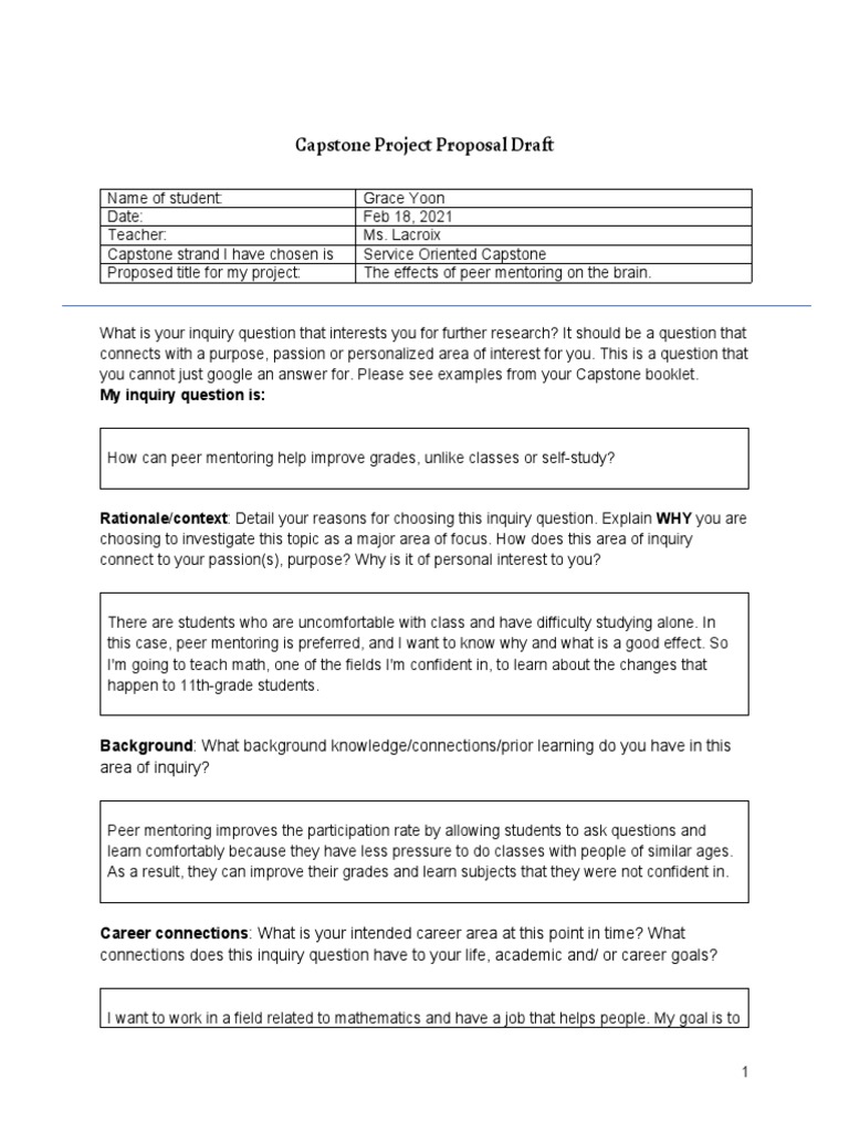 Capstone Project Proposal Draft Edit Ver | PDF | Mentorship | Pedagogy
