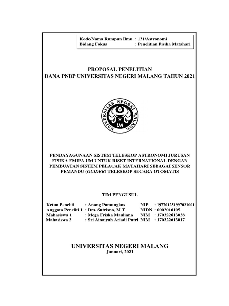 Proposal PNBP 2021 Pak Anang | PDF