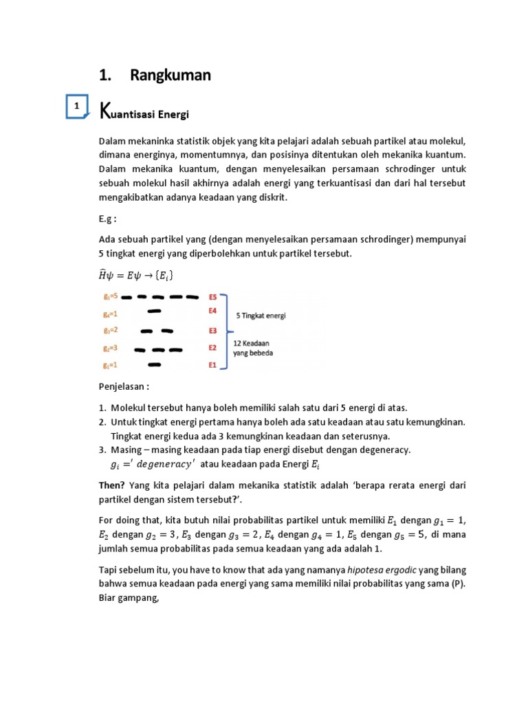 Kuantisasi Energi dan Fungsi Partisi | PDF