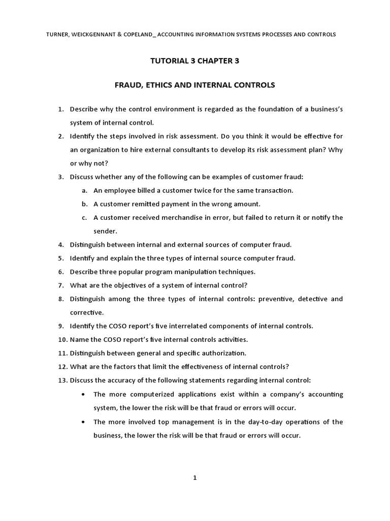 Tutorial 3 Chapter 3 Fraud, Ethics and Internal Controls | Download ...