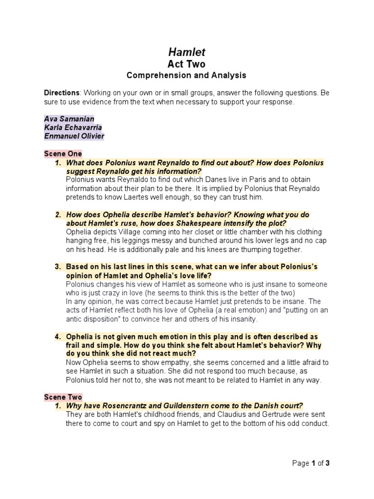 Hamlet Act 2: Summary and Analysis | PDF | Hamlet | Shakespearean Tragedies