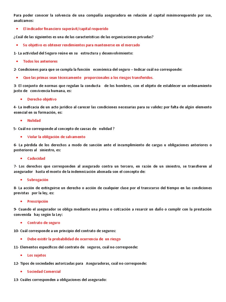 Preguntero Final de Los Finales | PDF | Póliza de seguros | Reaseguro