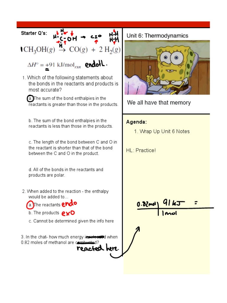 Blank Notes - Thermo of Reactions 2 | PDF | Enthalpy | Chemical Reactions
